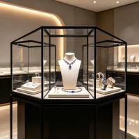 China Rust-proof Gold Metal Frame Jewelry Display Table with Built-in LED Strip Lighting and 4 Spacious Drawers for sale