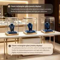 China Built-in Dimmable LED Lighting Jewelry Display Table with Solid Back Design and Tempered Glass Surface for sale