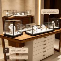 China Laminated Finish Island Display Cabinet with High CRI LED Lighting and 360° Panoramic View for sale