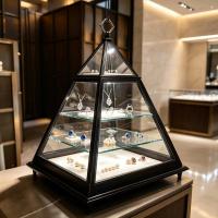 China Modern Jewelry Display Table with Built-in LED Strip Lighting, Lockable Storage, and Velvet Lined Drawers for sale