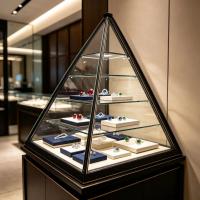 China Modern Jewelry Display Table with Built-in LED Strip Lighting, Lockable Storage, and Velvet Lined Drawers for sale