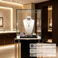 China 360° Panoramic View Freestanding Island Display Cabinet with Ultra-Clear Tempered Glass and Soft-Close Doors for sale
