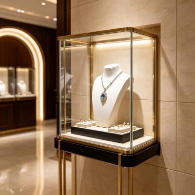 China 360° Panoramic View Freestanding Island Display Cabinet with Ultra-Clear Tempered Glass and Soft-Close Doors for sale