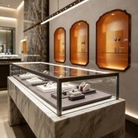 China Customized Shelf Dimensions Luxury Velvet Display Trays and Minimalist Display Shelves for Jewelry Shop Design for sale