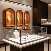 China Customized Shelf Dimensions Luxury Velvet Display Trays and Minimalist Display Shelves for Jewelry Shop Design for sale