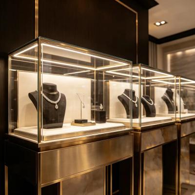 China Elegant Jewelry Display Props with 18K Gold-plated Metal and Ultra-Soft High-Density Velvet for 4 Tiers Shelves for sale