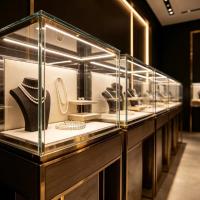 China Elegant Jewelry Display Props with 18K Gold-plated Metal and Ultra-Soft High-Density Velvet for 4 Tiers Shelves for sale
