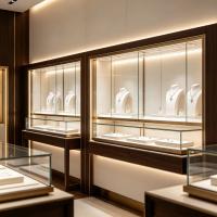 China Customized Shelf Dimensions Jewelry Shop Design with LED Spot Lights and Luxury Velvet Display Trays for sale