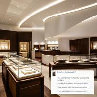 China Customized Shelf Dimensions Jewelry Shop Design with LED Spot Lights and Luxury Velvet Display Trays for sale