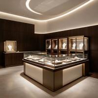 China Customized Shelf Dimensions Jewelry Shop Design with LED Spot Lights and Luxury Velvet Display Trays for sale