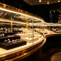China Customized Jewelry Shop Design with 7-Day Design Time and Calacatta Marble Top for Luxury Jewelry Store Layout for sale