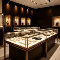 China Customized Jewelry Shop Design with Minimalist Display Shelves Featuring 7 Days Design Time and Pre-Installed Locks and Lights for sale