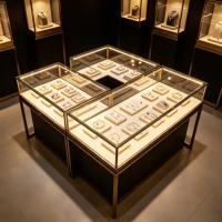 China Customized Jewelry Shop Design with Minimalist Display Shelves Featuring 7 Days Design Time and Pre-Installed Locks and Lights for sale