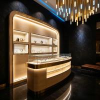 China Customizable Jewelry Display Props with High-Density White Velvet Lining and 18K Gold-Plated Metal Base for sale