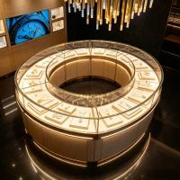 China Customizable Jewelry Display Props with High-Density White Velvet Lining and 18K Gold-Plated Metal Base for sale