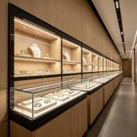 China Luxury Jewelry Display Setup with Calacatta Marble Top Customized Shelf Dimensions and LED Spot Lights for sale