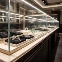 China Customized Shelf Dimensions Jewelry Shop Design with 7-Day Design Time and Luxury Velvet Display Trays for sale