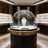 China Upright Display Case with Built-in High-CRI LED Lighting Adjustable Shelves and Ventilated Back Panel for sale