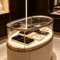 China Marble Tabletop Jewelry Counter with Hidden LED Strip Lighting and Anti-Theft Design for Secure Display for sale