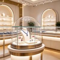 China Tempered Glass and Stainless Steel Jewelry Counter with Scratch-resistant Surface and Anti-theft Design for sale