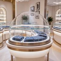 China Tempered Glass and Stainless Steel Jewelry Counter with Scratch-resistant Surface and Anti-theft Design for sale
