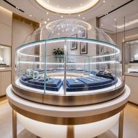China Tempered Glass and Stainless Steel Jewelry Counter with Scratch-resistant Surface and Anti-theft Design for sale