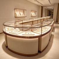 China Upright Display Case with Built-in High-CRI LED Lighting and Rose Gold Stainless Steel Frame Featuring Front Opening Soft-Close Mechanism for sale