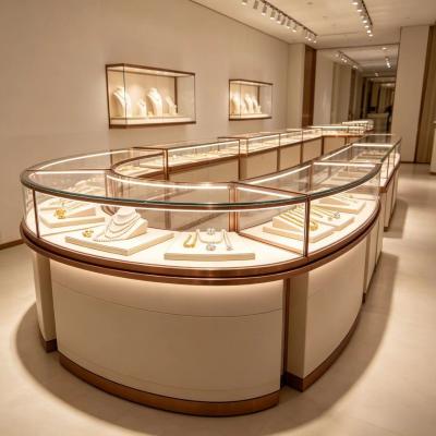 China Upright Display Case with Built-in High-CRI LED Lighting and Rose Gold Stainless Steel Frame Featuring Front Opening Soft-Close Mechanism for sale