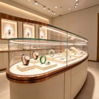 China Upright Display Case with Built-in High-CRI LED Lighting and Rose Gold Stainless Steel Frame Featuring Front Opening Soft-Close Mechanism for sale