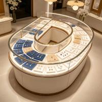 China Anti-theft Design Jewelry Display Counter with Marble Tabletop and Hidden LED Strip Lighting for Secure Showcasing for sale