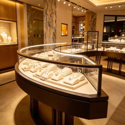 China Tempered Glass And Aluminum Frame Wall Mounted Display Case With 50kg Per Shelf Weight Capacity And Adjustable Glass Shelves for sale