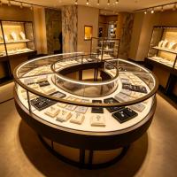 China Tempered Glass And Aluminum Frame Wall Mounted Display Case With 50kg Per Shelf Weight Capacity And Adjustable Glass Shelves for sale