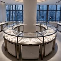 China Luxury Front Showcase with Precision LED Lighting System Secure Magnetic Lock and Adjustable Glass Shelves for Jewelry Display for sale