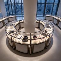China Luxury Front Showcase with Precision LED Lighting System Secure Magnetic Lock and Adjustable Glass Shelves for Jewelry Display for sale