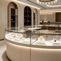 China Luxury Front Showcase with Secure Magnetic Lock Tempered Glass And Stainless Steel Customized Shelf Type for sale
