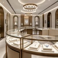 China Luxury Front Showcase with Secure Magnetic Lock Tempered Glass And Stainless Steel Customized Shelf Type for sale