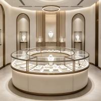 China Luxury Front Showcase with Secure Magnetic Lock Tempered Glass And Stainless Steel Customized Shelf Type for sale