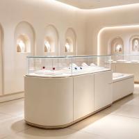 China Customized Overall Dimensions Jewelry Shop Design With Calacatta Marble Top Material And CCTV Cameras And Alarm System Security Features for sale