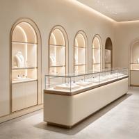 China Customized Overall Dimensions Jewelry Shop Design With Calacatta Marble Top Material And CCTV Cameras And Alarm System Security Features for sale