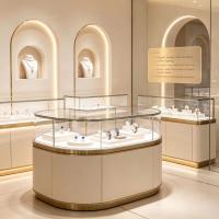 China Customized Overall Dimensions Jewelry Shop Design With Calacatta Marble Top Material And CCTV Cameras And Alarm System Security Features for sale