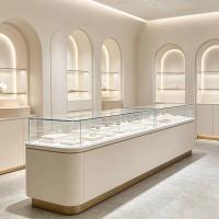 China Customized Overall Dimensions Jewelry Shop Design With Calacatta Marble Top Material And CCTV Cameras And Alarm System Security Features for sale