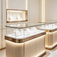 China Wall Mounted Display Case with Top LED Spotlights And Strip Lighting, 50kg Per Shelf Weight Capacity, and 360° Panoramic Display Effect for sale