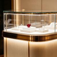China Wall Mounted Display Case with Top LED Spotlights And Strip Lighting, 50kg Per Shelf Weight Capacity, and 360° Panoramic Display Effect for sale