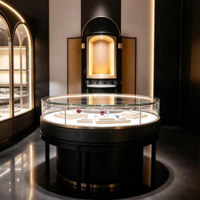 China Clear Glass Front Wall Mounted Display Case with 50kg Per Shelf Capacity and Adjustable Glass Shelves for sale