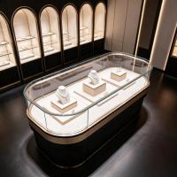 China Clear Glass Front Wall Mounted Display Case with 50kg Per Shelf Capacity and Adjustable Glass Shelves for sale
