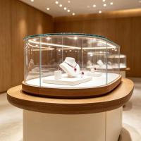China LED Lighting Glass Display Showcase Offering Solid Back Designed for Retail Environments Exhibition Halls and Showrooms for sale