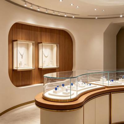 China LED Lighting Glass Display Showcase Offering Solid Back Designed for Retail Environments Exhibition Halls and Showrooms for sale