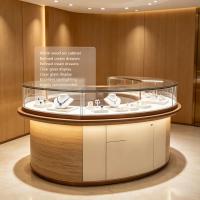China LED Lighting Glass Display Showcase Offering Solid Back Designed for Retail Environments Exhibition Halls and Showrooms for sale