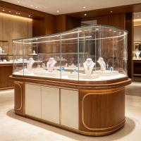 China LED Lighting Glass Display Showcase Offering Solid Back Designed for Retail Environments Exhibition Halls and Showrooms for sale