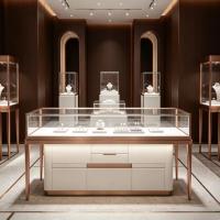 China Luxury Front Showcase with Adjustable Glass Shelves Secure Magnetic Lock and LED Lighting for Jewelry Display for sale